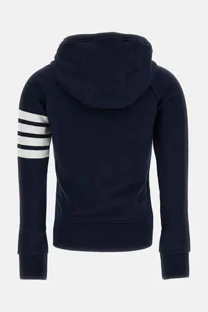 Thom Browne Fleece Classic Loopback 4-bar Zip Hoodie - Blu
