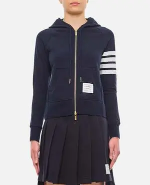 Thom Browne Fleece Classic Loopback 4-bar Zip Hoodie - Blue