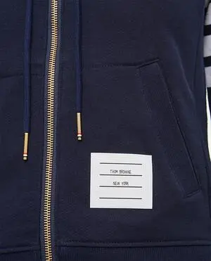 Thom Browne Fleece Classic Loopback 4-bar Zip Hoodie - Blue