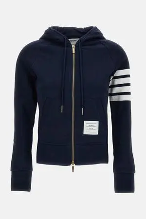 Thom Browne Fleece Classic Loopback 4-bar Zip Hoodie - Blue