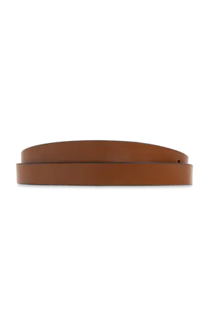 Max Mara Aziata' Leather Skinny Belt With Gold Tone Buckle - Brown
