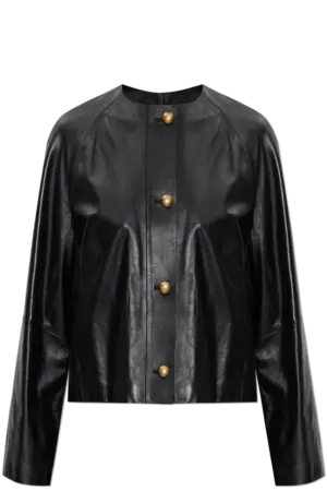 Max Mara Bouquet" Leather Jacket - Black