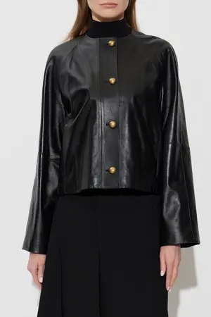 Max Mara Bouquet" Leather Jacket - Black
