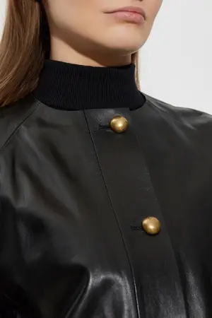 Max Mara Bouquet" Leather Jacket - Black