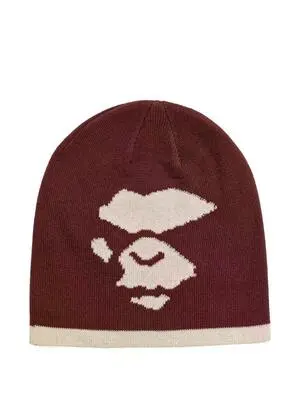 A BATHING APE Mad Face Logo Beanie - Red
