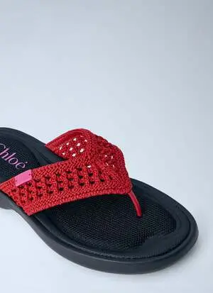 Chloé Woven Strap Thong Sandals - Red