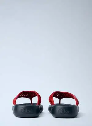 Chloé Woven Strap Thong Sandals - Red