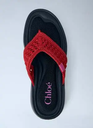Chloé Woven Strap Thong Sandals - Red