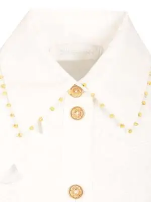 Zimmermann Mahon Embroidered Crop Shirt - White