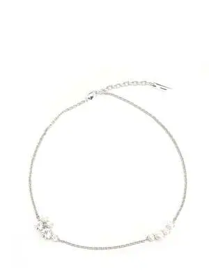 Givenchy Crystal And Pearl Mixed Y-necklace - Silver