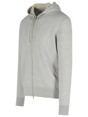 Eleventy Zip-up Knitted Hoodie - Grey