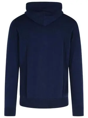Eleventy Zip-up Knitted Hoodie - Blue