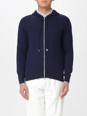 Eleventy Zip-up Knitted Hoodie - Blue