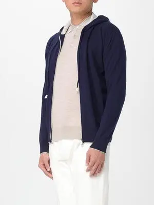 Eleventy Zip-up Knitted Hoodie - Blue