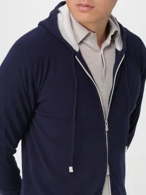 Eleventy Zip-up Knitted Hoodie - Blue