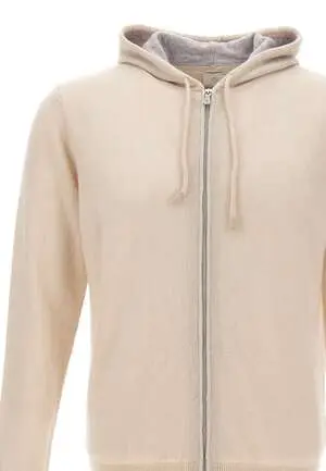 Eleventy Zip-up Knitted Hoodie - Beige
