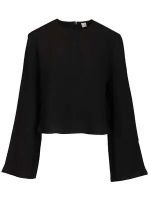 TOTEME Toteme Cropped Blouse With Wide Sleeves Black