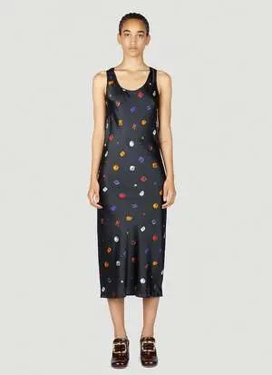 Sportmax Gemstone Print Silk-blend Midi Dress - Black