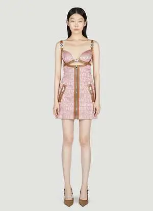 Versace Cut-out Medusa Jacquard Dress - Pink