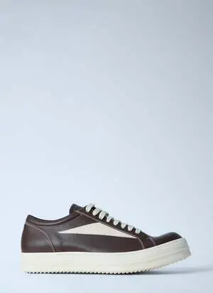 Rick Owens Low-top Leather Sneakers With Contrast Stitching