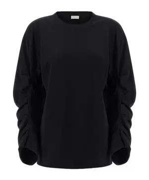 Dries Van Noten Long-sleeve Crew-neck T-shirt With Pleated Sleeves
