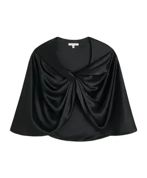 BY MALENE BIRGER Ruched Satin Cape - Black