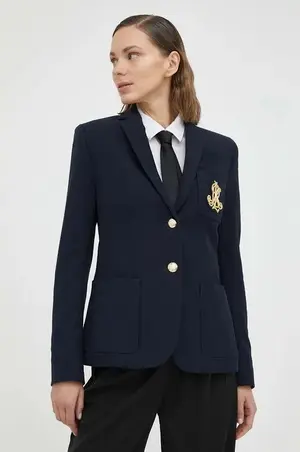 Ralph Lauren Single Breasted Logo Patch Blazer