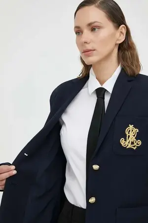 Ralph Lauren Single Breasted Logo Patch Blazer