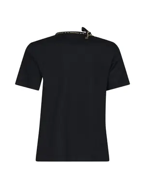 Burberry Checked-trim Tie-detail T-shirt - Black