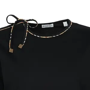 Burberry Checked-trim Tie-detail T-shirt - Black