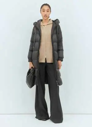 Max Mara Long Down Coat With Drawstring Hood
