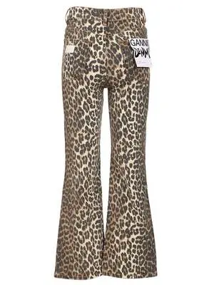 GANNI Cropped Flare Jeans With Animal Print - Multicolor