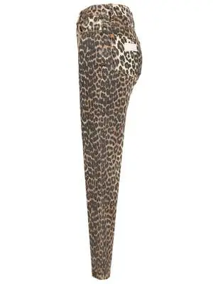 GANNI Cropped Flare Jeans With Animal Print - Multicolor