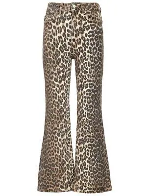 GANNI Ganni Cropped Flare Jeans With Animal Print Multicolor