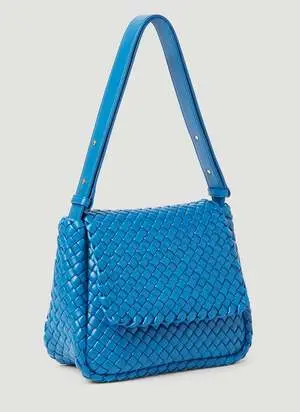Bottega Veneta Small Cobble Woven Leather Shoulder Bag - Blue