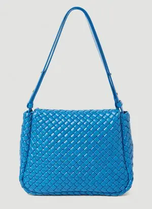Bottega Veneta Small Cobble Woven Leather Shoulder Bag - Blue