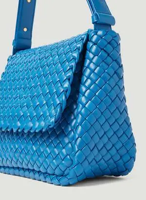 Bottega Veneta Small Cobble Woven Leather Shoulder Bag - Blue