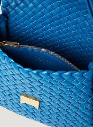 Bottega Veneta Small Cobble Woven Leather Shoulder Bag - Blue