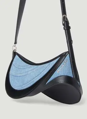 MUGLER Denim Spiral Curve 01 Shoulder Bag