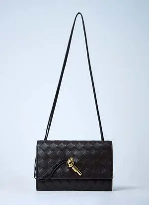 Bottega Veneta Andiamo Crossbody Bag In Intrecciato Leather - Brown