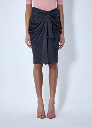 Chloé Draped Knot Detail Silk Skirt - Black