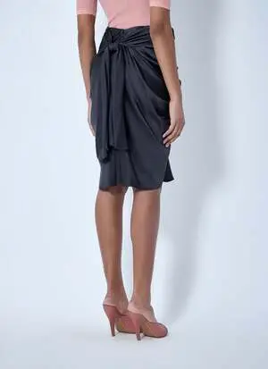Chloé Draped Knot Detail Silk Skirt - Black