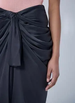 Chloé Draped Knot Detail Silk Skirt - Black