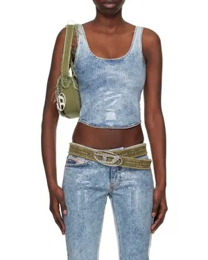 DIESEL® Shi Denim Style Printed Bustier Top