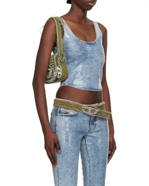 DIESEL® Shi Denim Style Printed Bustier Top