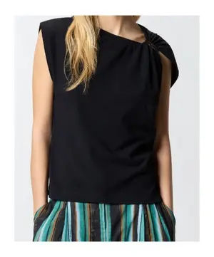 Pinko Melody Sleeveless Draped Top With Gold Detail
