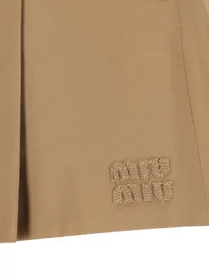 Miu Miu Pleated Poplin Miniskirt With Belt Detail