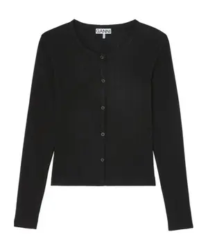 GANNI Pointelle Top - Black
