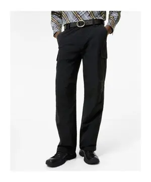 Burberry Nylon Cargo Trousers With Embroidered Equestrian Knight Design - Navy