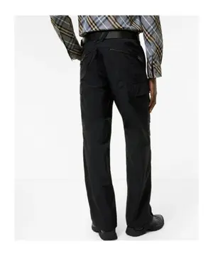 Burberry Nylon Cargo Trousers With Embroidered Equestrian Knight Design - Navy